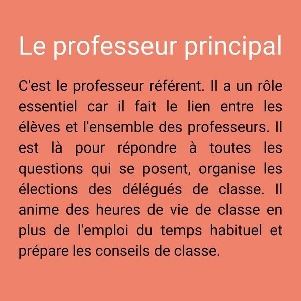 À l'usage des sixièmes : qu'est ce qu'un professeur principal